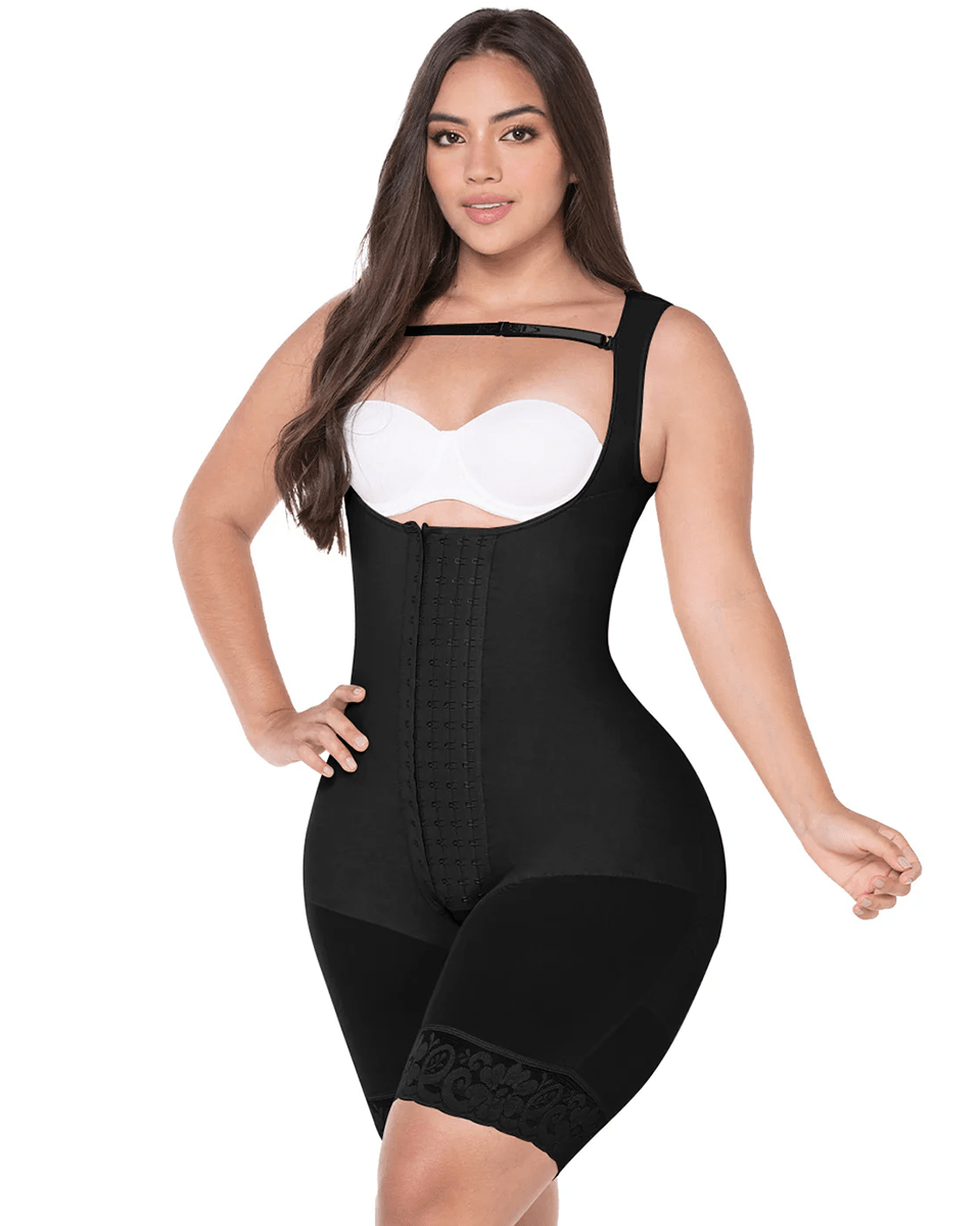 Fajas M & D Colombianas Mid Thigh Bodysuit with Straps – ShapewearUSA.com